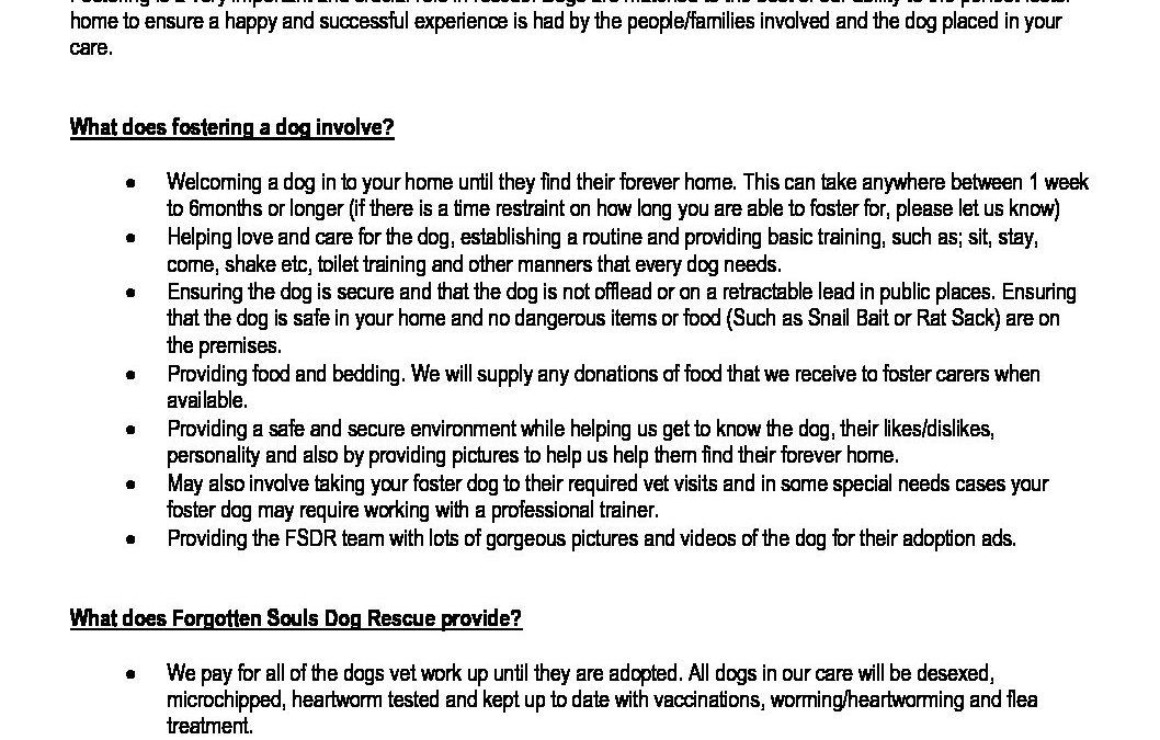 foster application 2018 - Forgotten Souls Dog Rescue